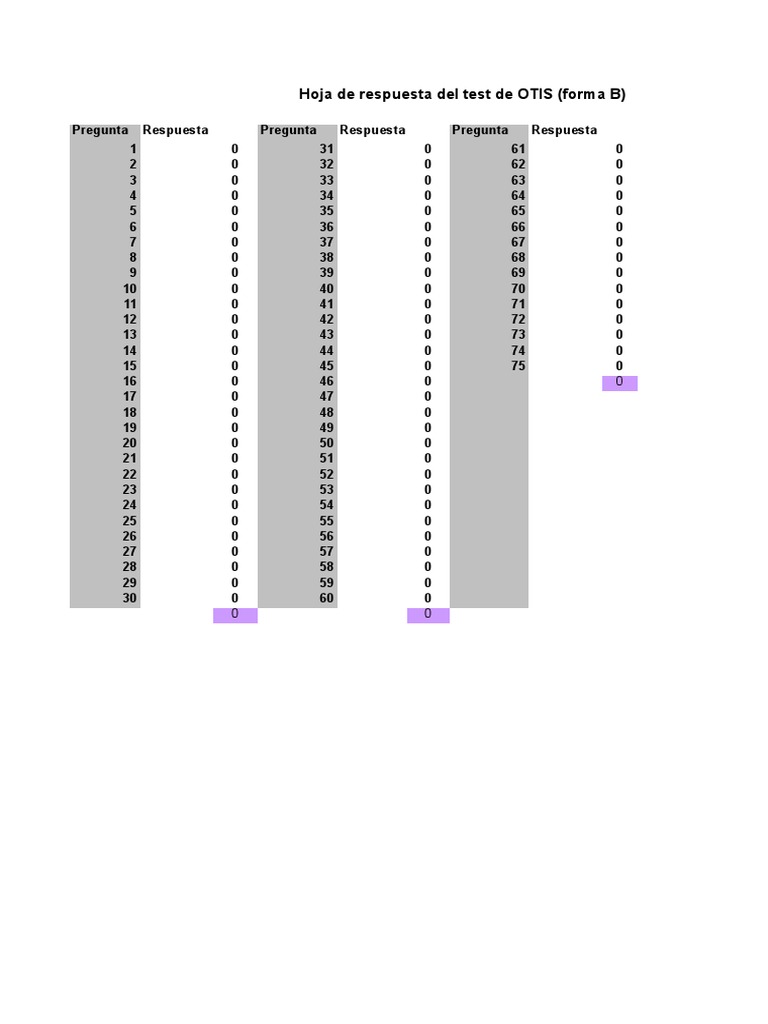 Test Otis Plantilla de Correccion | PDF