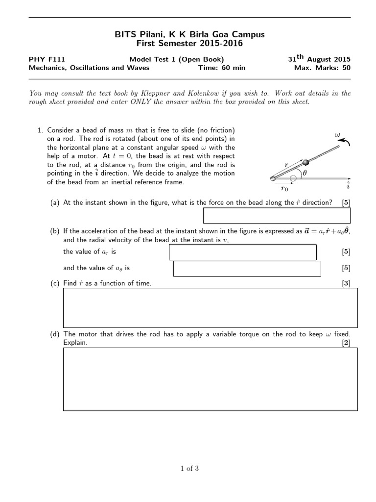 Physics Exam: Mechanics & Waves | PDF