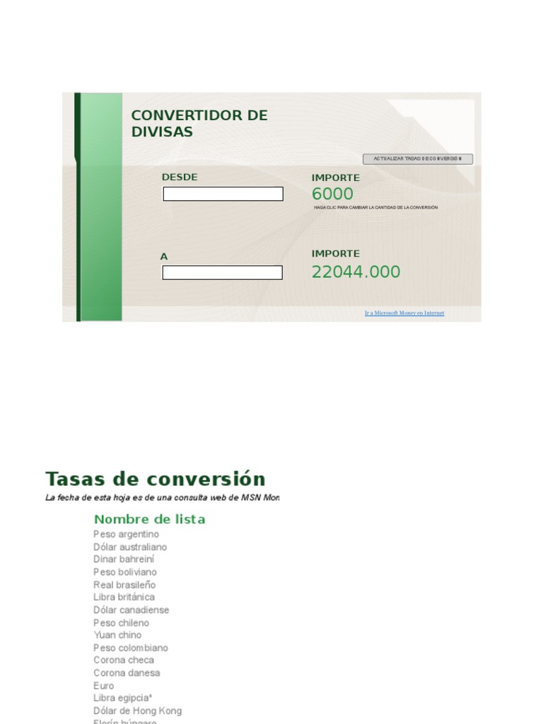 Convertidor de Moneda1 | PDF | Dólar de los Estados Unidos | Libra ...