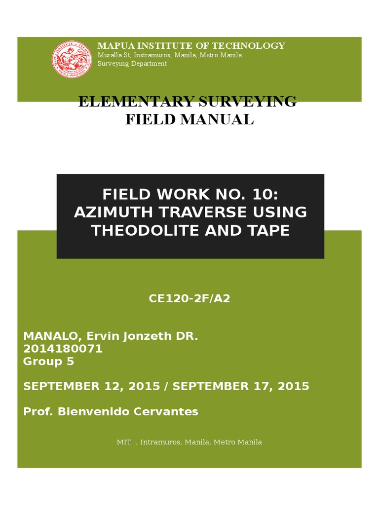 Surveying Field Work 10 | PDF | Surveying | Geography