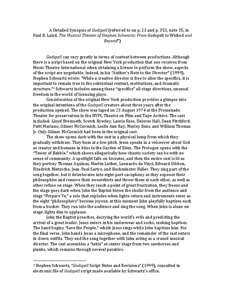 Godspell Synopsis | PDF | Judas Iscariot | Jesus