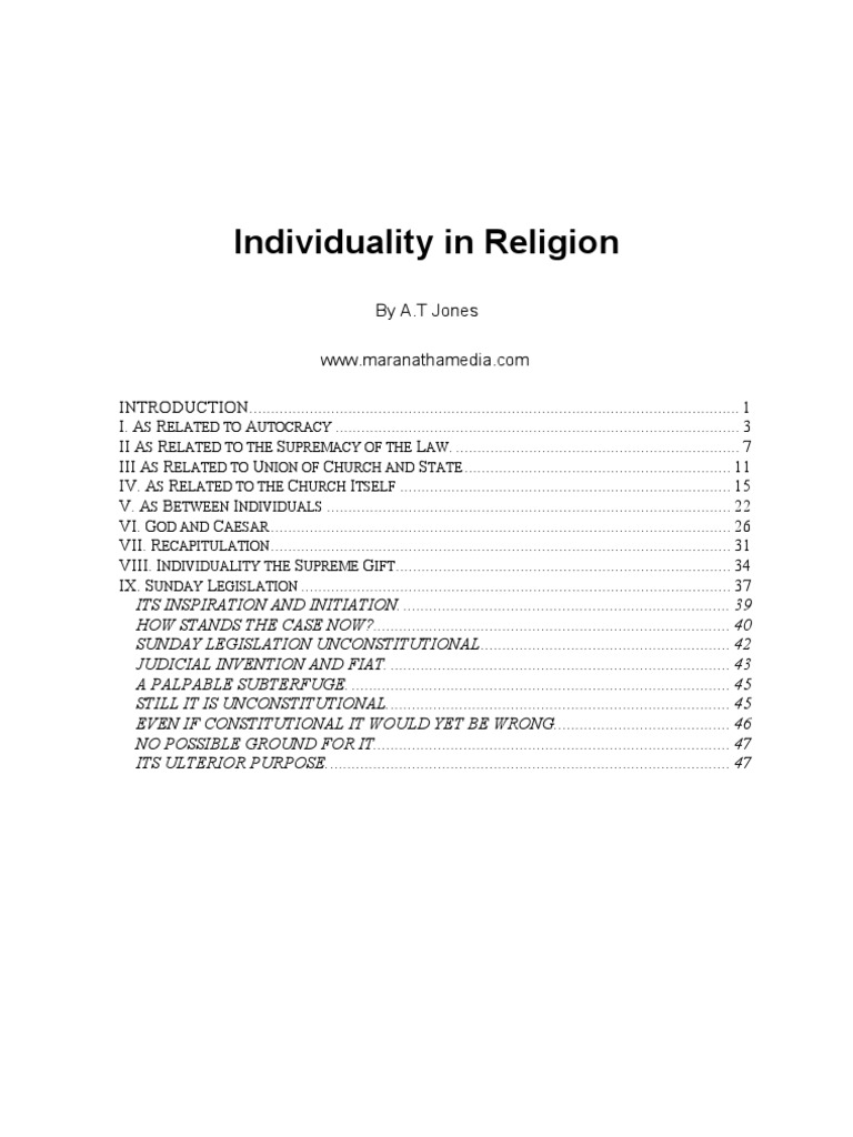 Individuality and Religious Liberty | PDF | Shadrach, Meshach, And ...