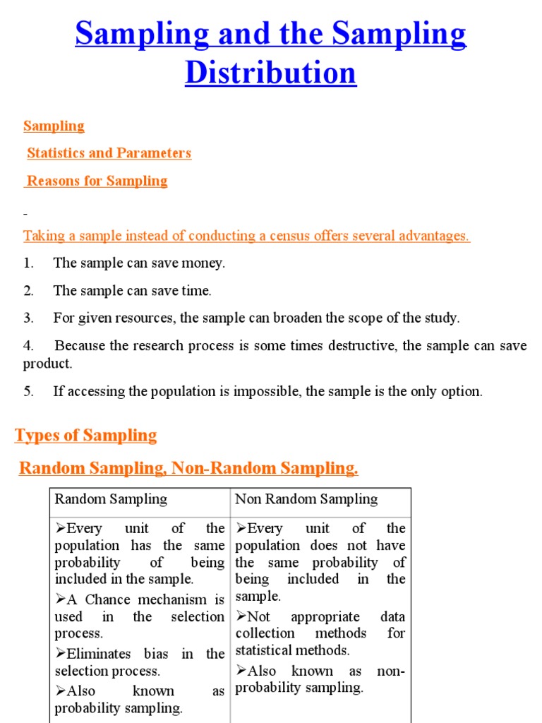 Sampling and The Sampling Distribution | PDF | Sampling (Statistics) | Mean
