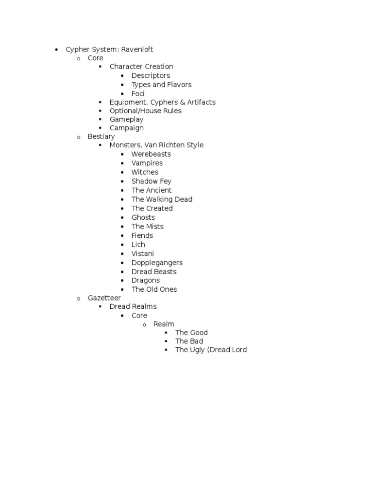Ravenloft Cypher System Guide | PDF