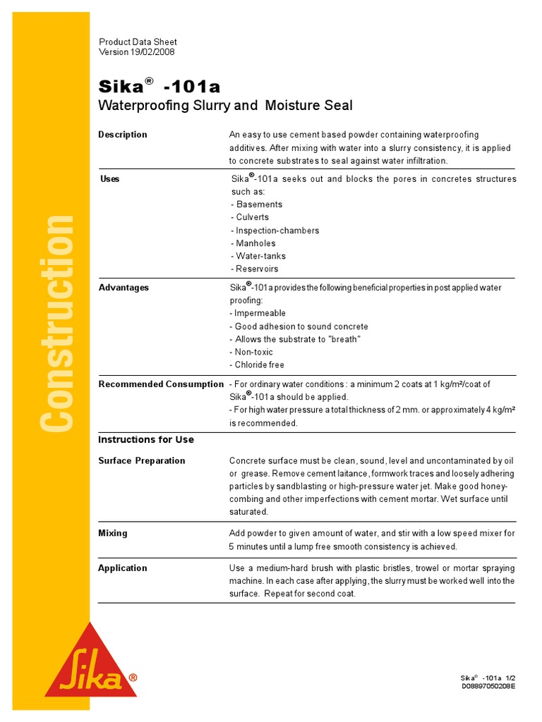 Sika PDS E Sika - 101a | PDF | Mortar (Masonry) | Concrete