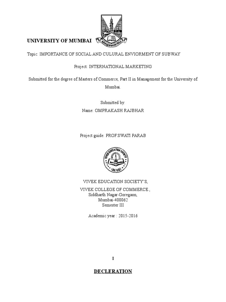 UNIVERSITY OF MUMBAI - IM - Omi | PDF | Foods | Restaurant And Catering