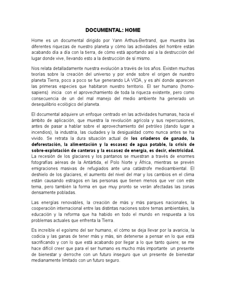 Documental Home | PDF | Escasez de agua | Tierra