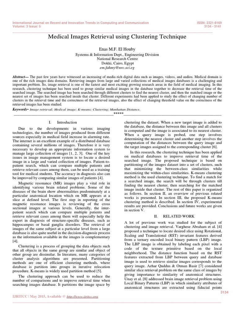 Medical Images Retrieval Using Clustering Technique | PDF | Cluster ...