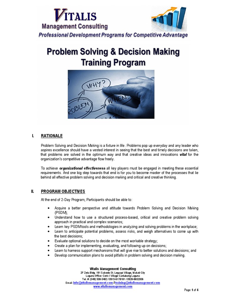 Problem Solving and Decision Making Course Outline | PDF | Creativity ...