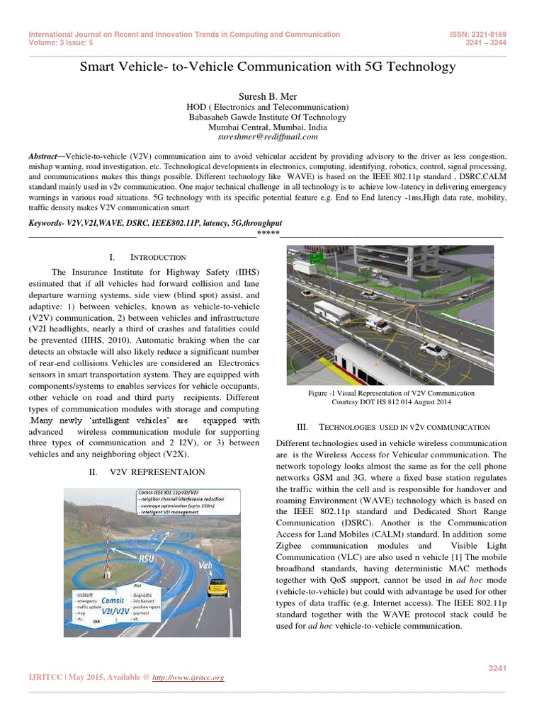 Smart Vehicle - To-Vehicle Communication With 5G Technology | PDF ...