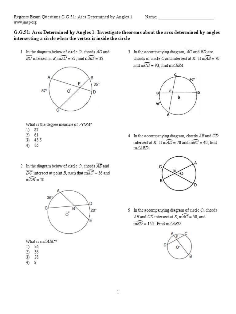 Arcs and Angles in Circle Geometry | PDF | Angle | Geometric Objects
