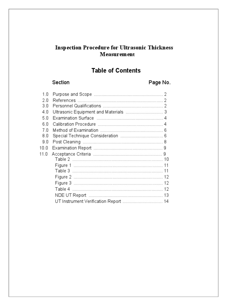 Standard Inspection Procedure For Ultrasonic Thickness Measurement ...