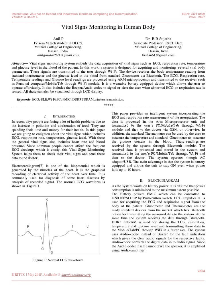 Vital Signs Monitoring in Human Body | PDF | Monitoring (Medicine) | Wi Fi