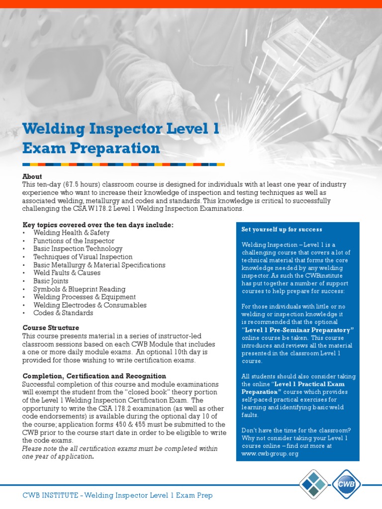Welding Inspector Level 1 Exam Preparation: About | PDF | Professional ...
