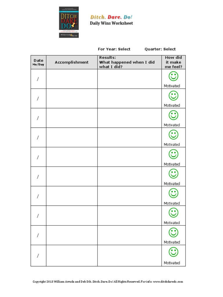 Ditch Dare Do Wins Worksheet Final | PDF | Games & Activities | Social ...