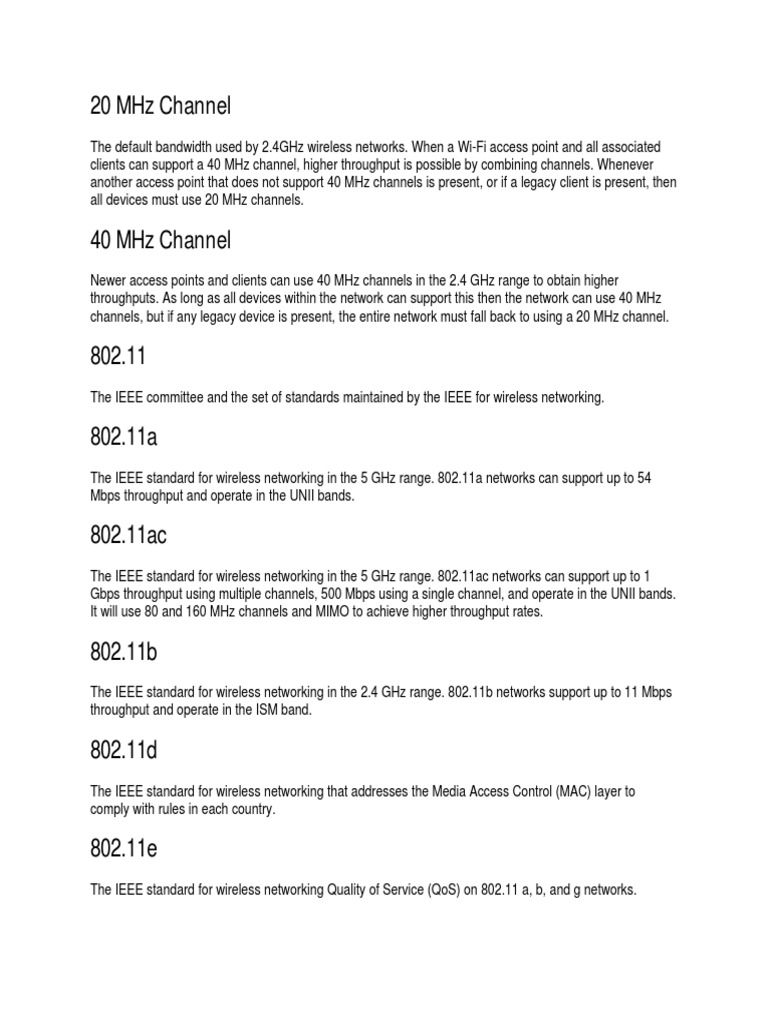 An Overview of Wireless Networking Standards, Technologies, and ...