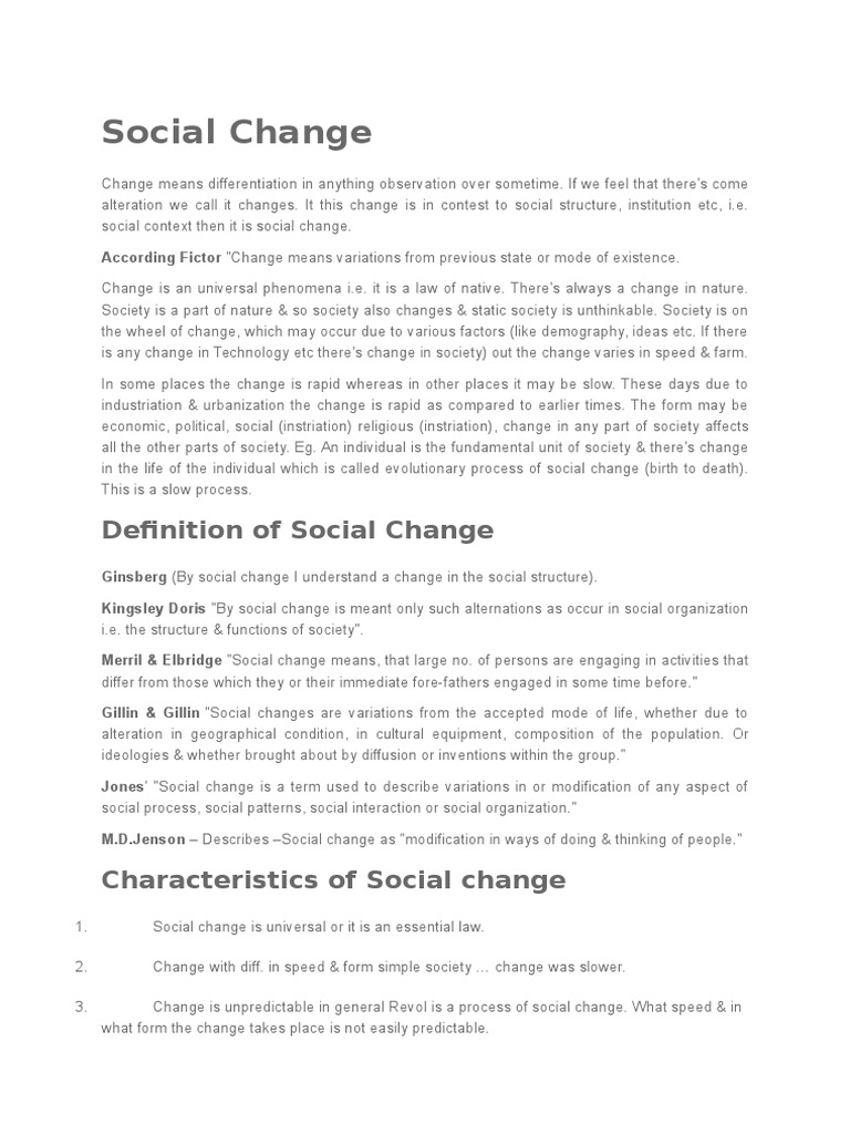 Definition of Social Change | PDF | Society