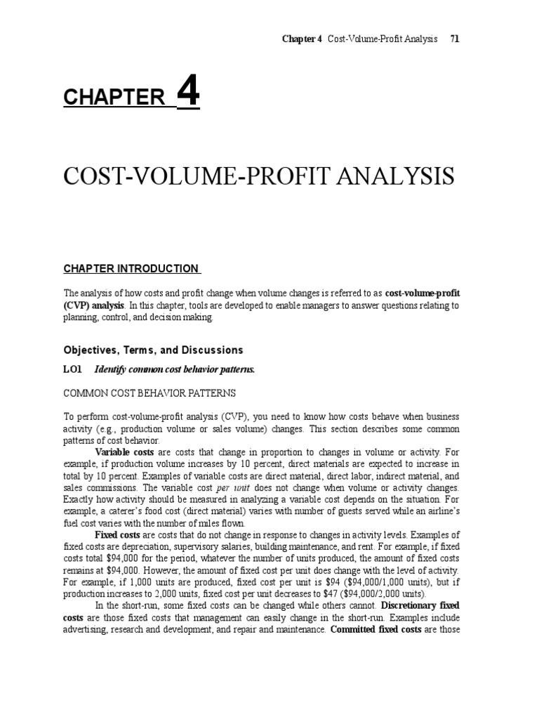 Ch04 Cost Volume Profit Analysis | PDF | Financial Accounting ...