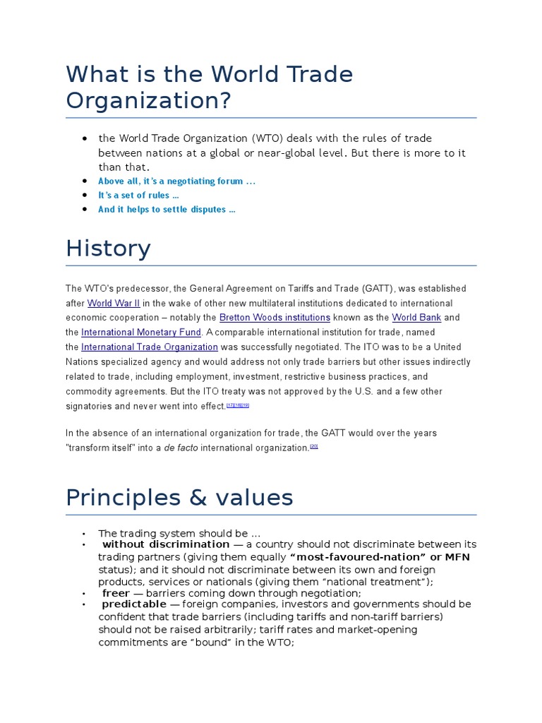 What Is The World Trade Organization? | PDF | World Trade Organization ...
