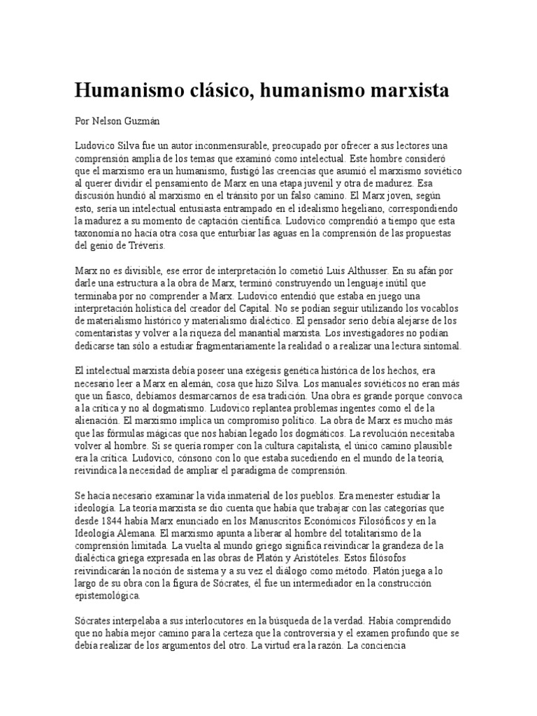 Humanismo clásico, humanismo marxista