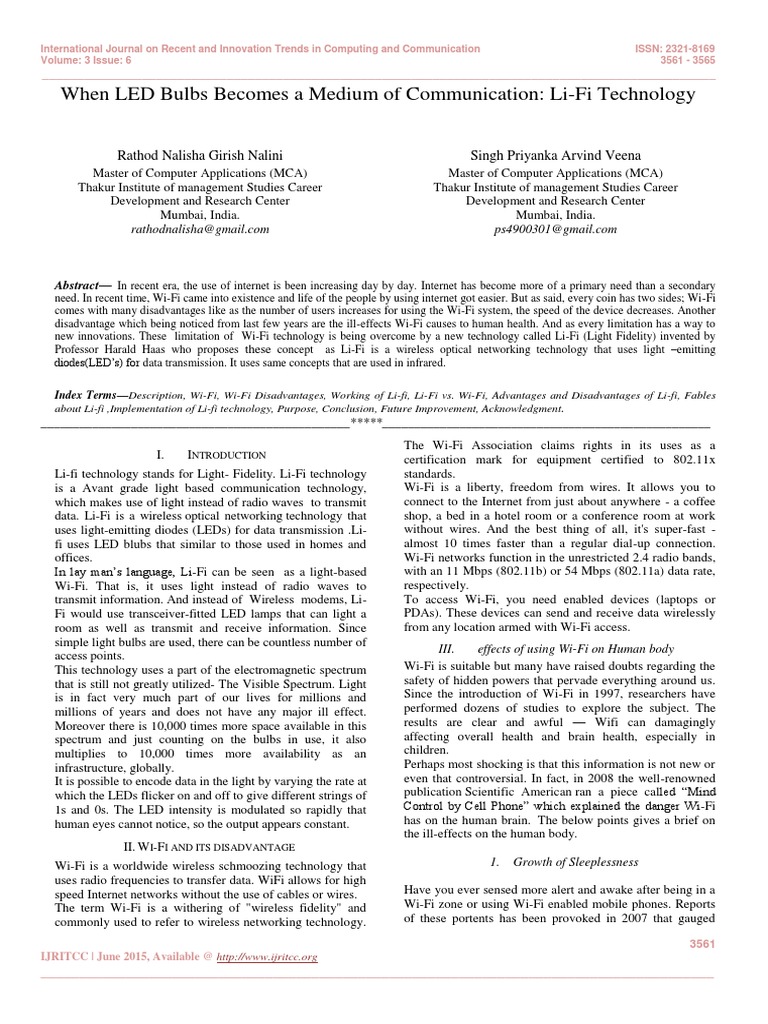 When LED Bulbs Becomes A Medium of Communication LiFi Technology | PDF ...
