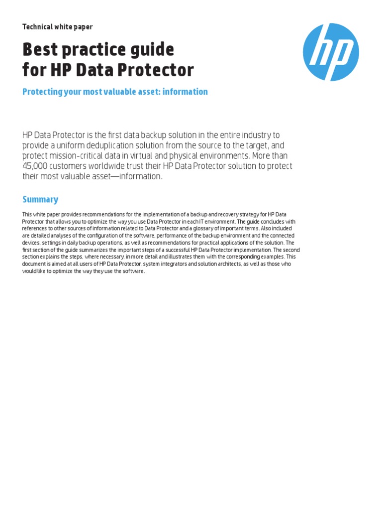 HP Data Protector Best Practice Guide Enu | PDF | Backup | Installation ...