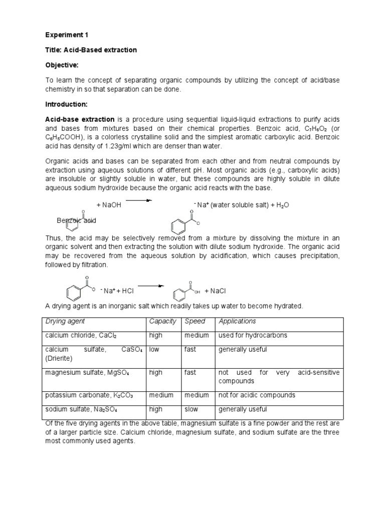 Acid-Base Extraction of Benzoic Acid | PDF | Solubility | Sodium Hydroxide