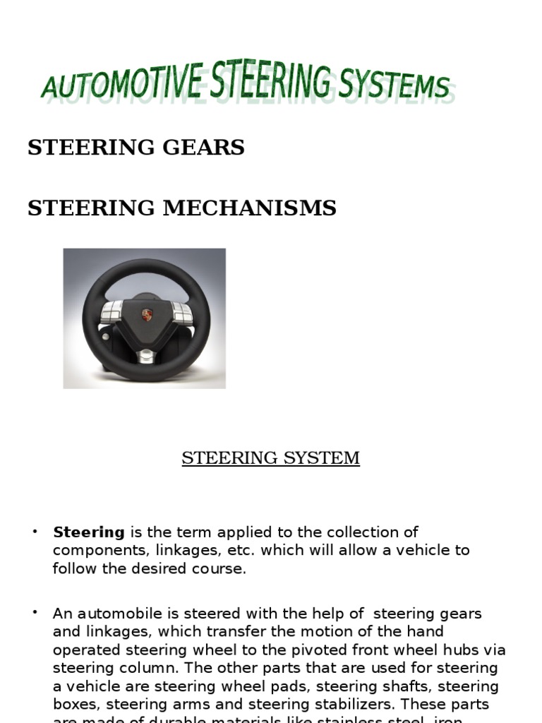 Steering Gears Steering Mechanisms | PDF | Steering | Gear