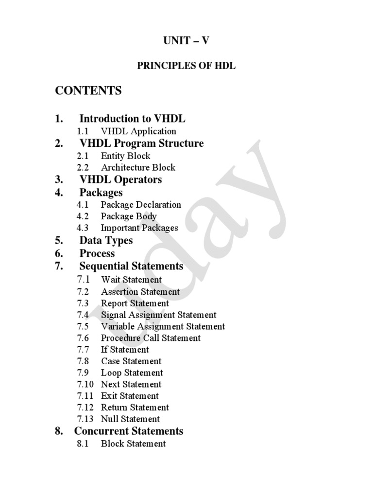 Unit - V: Principles of HDL | PDF | Field Programmable Gate Array | Vhdl