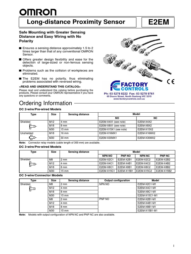 Long-Distance Proximity Sensor: Ordering Information | PDF | Power ...