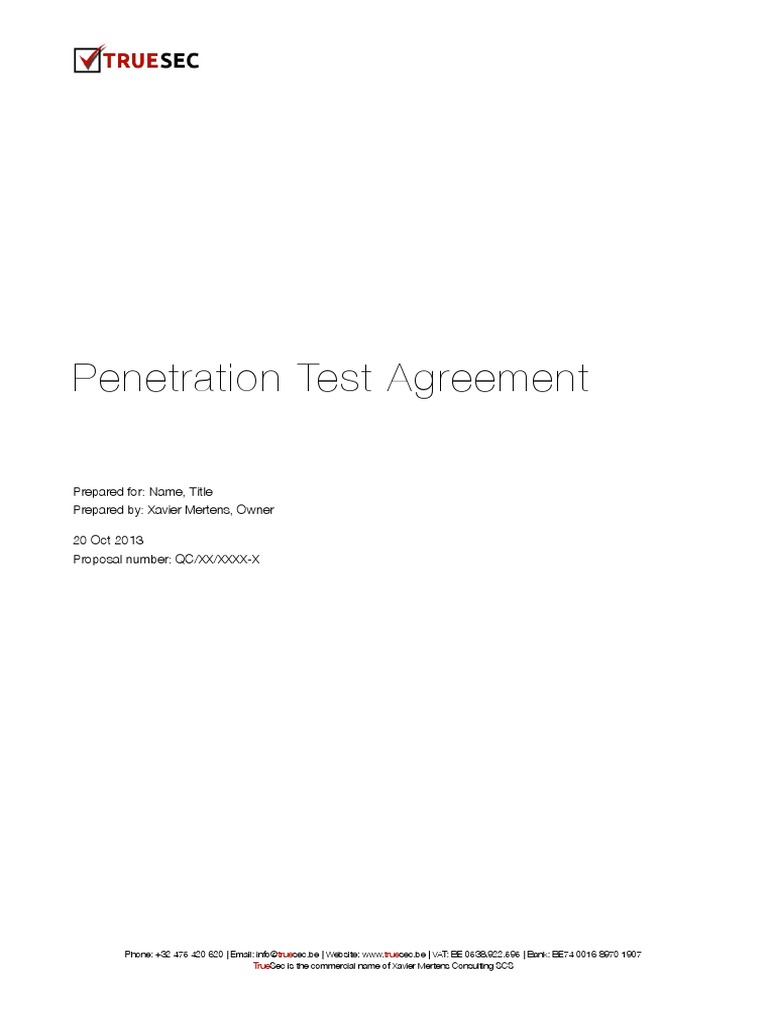 TrueSec-Pentest-Agreement-v2.pdf | Penetration Test | Profit (Accounting)