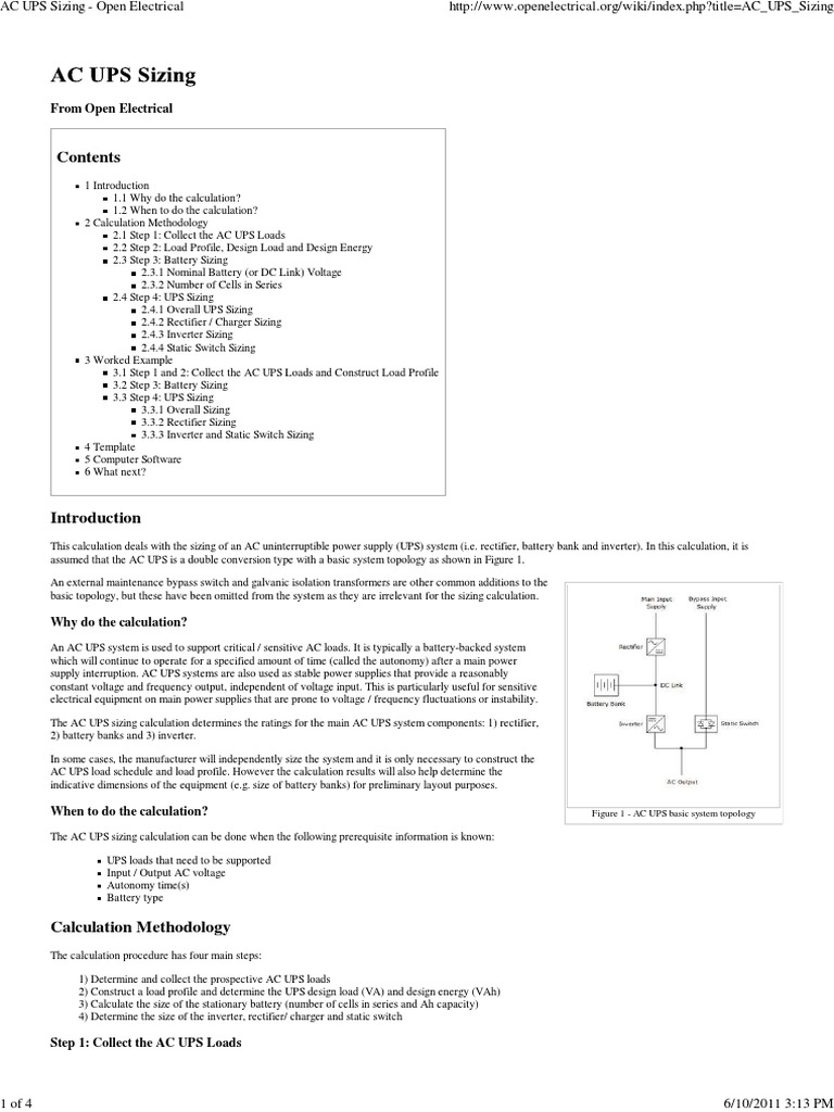AC UPS Sizing - Open Electrical | PDF | Power Inverter | Rectifier