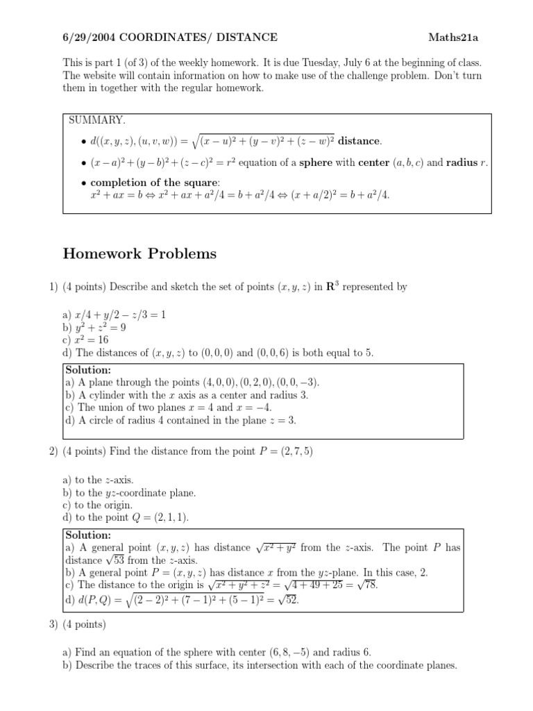Homework Problems | PDF | Sphere | Euclidean Geometry