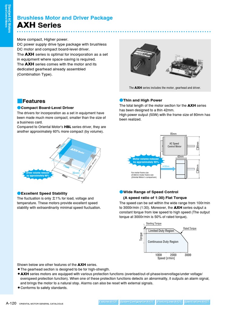 AXH Series Brushless DC Motor Specs | PDF | Power Supply | Gear