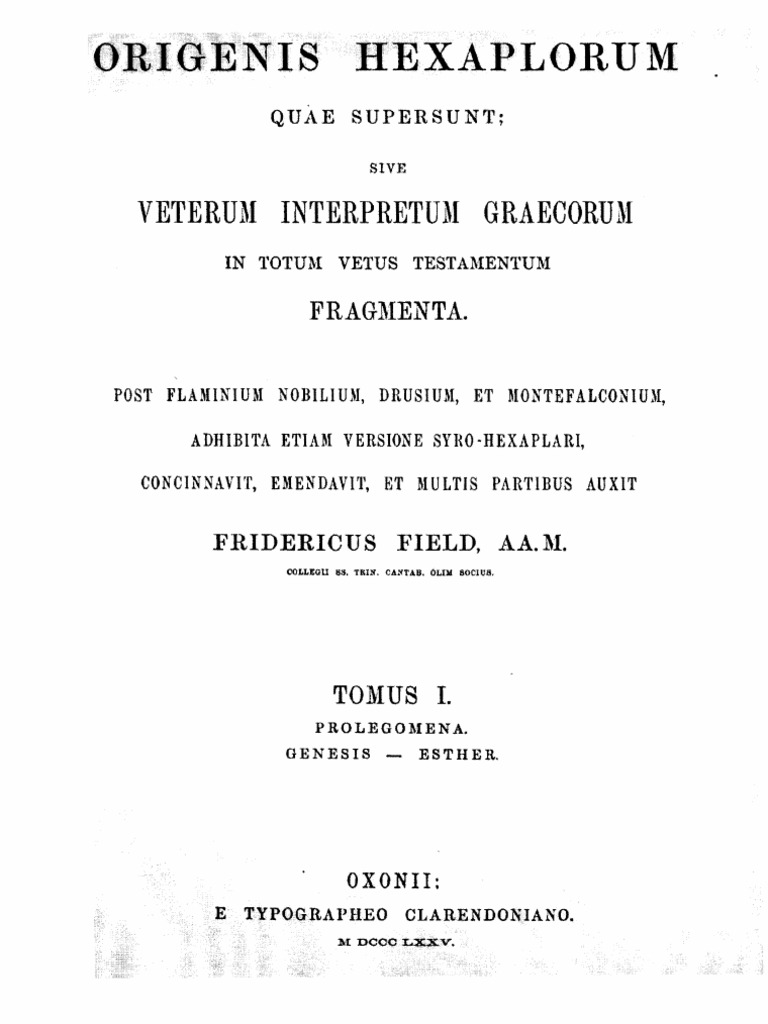 Origenis - Hexapla - Vol1 | PDF | Religious Books | Origen
