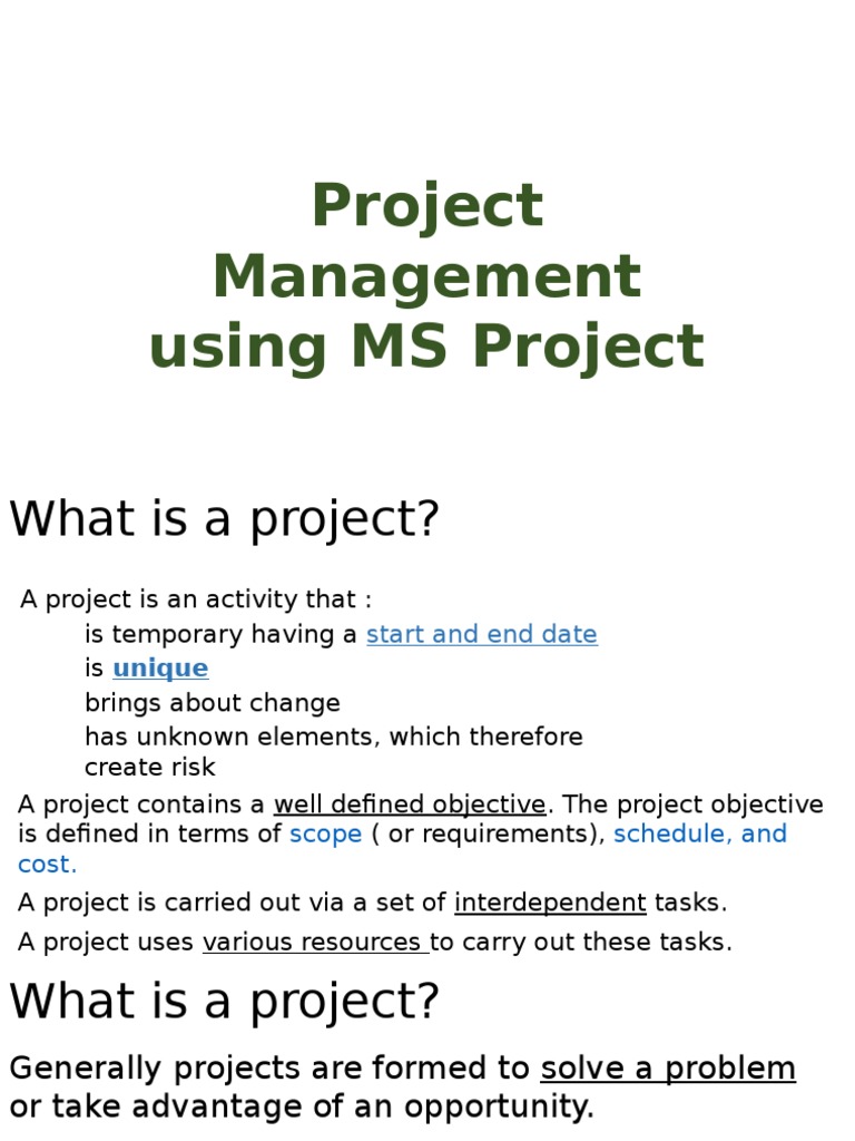 Project Management Using MS Project | PDF | Project Management | Projects