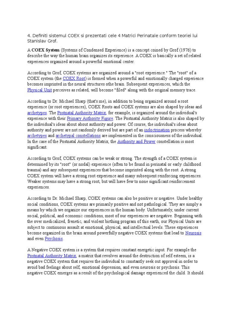 An In-Depth Exploration of Stanislav Grof's Theory of COEX Systems and ...