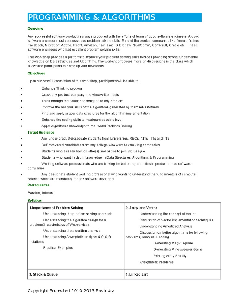 Programming & Algorithms | PDF | Algorithms | Algorithms And Data ...