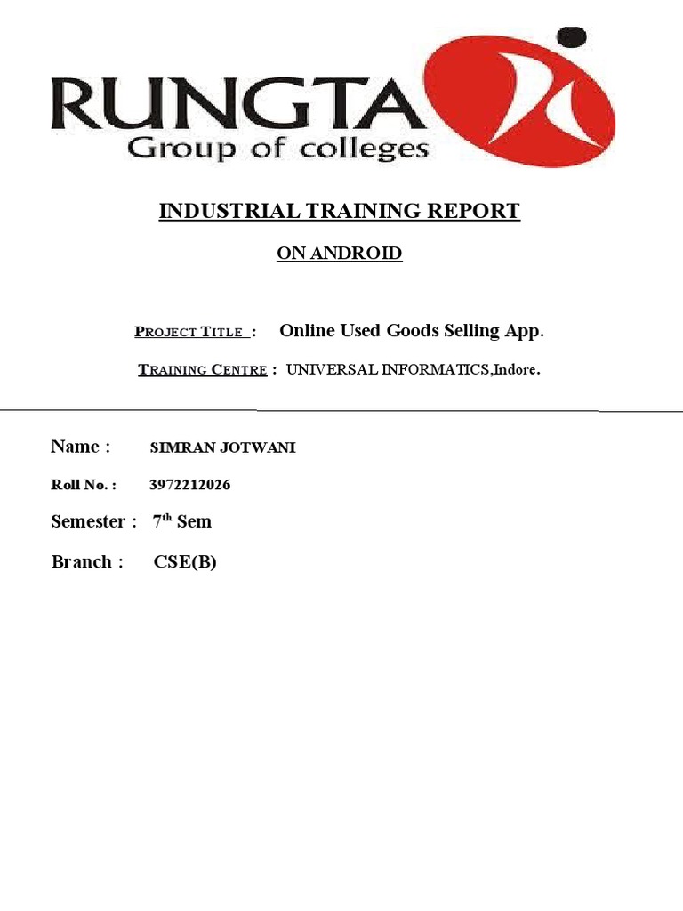 Android Industrail Training Report | PDF | Android (Operating System ...