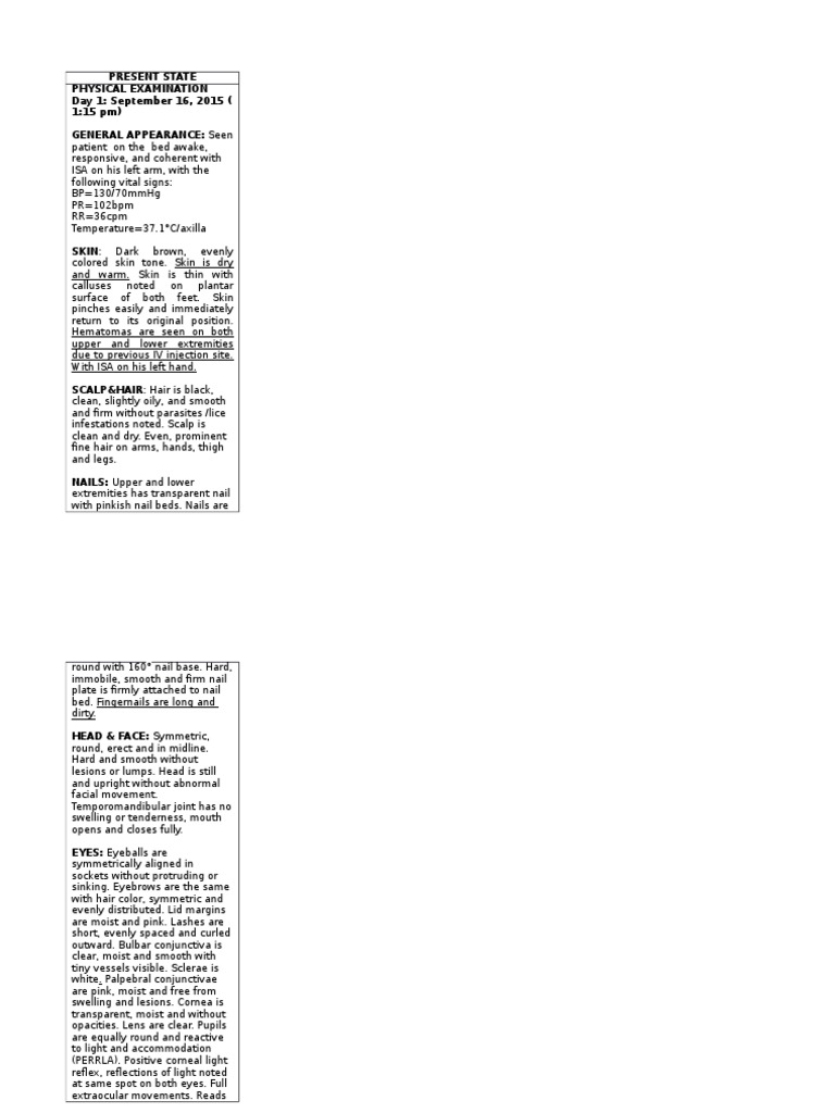 Physical Examination Sample For Case Study | PDF | Heart | Primate Anatomy