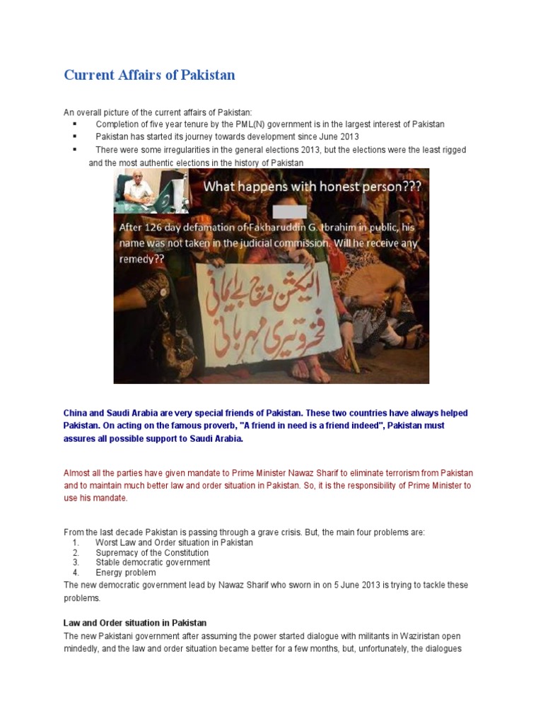 Current Affairs of Pakistan. | PDF | Nawaz Sharif | Pakistan