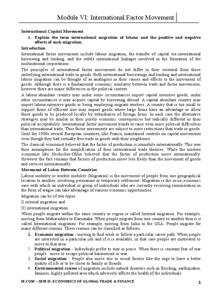 Module 6 International Factor Movements | PDF | Multinational ...