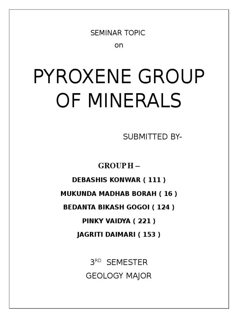 Pyroxene Group of Minerals | PDF | Rock (Geology) | Minerals