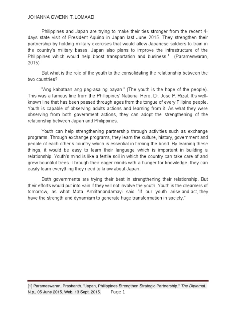 Parameswaran, Prashanth. "Japan, Philippines Strengthen Strategic ...