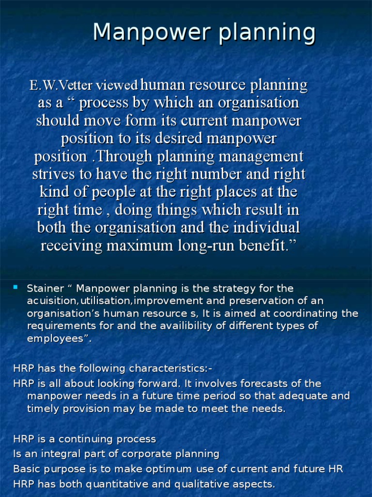 Manpower Planning: Strategies and Objectives | PDF | Resource | Employment