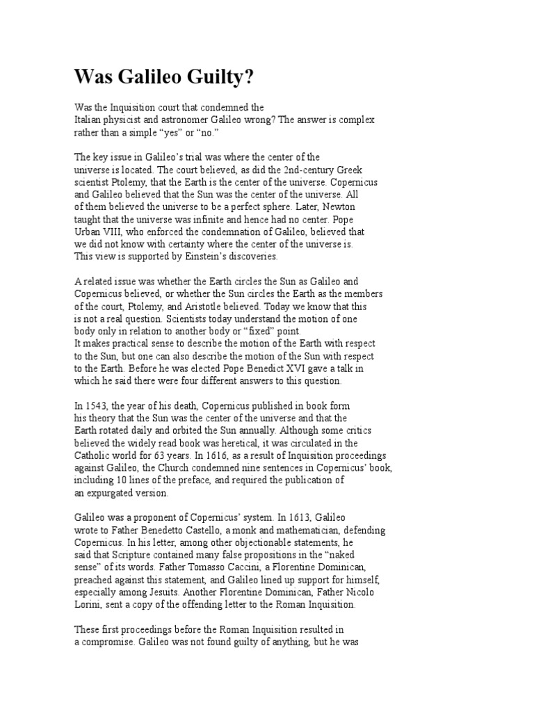 Was Galileo Guilty | PDF | Galileo Galilei | Nicolaus Copernicus