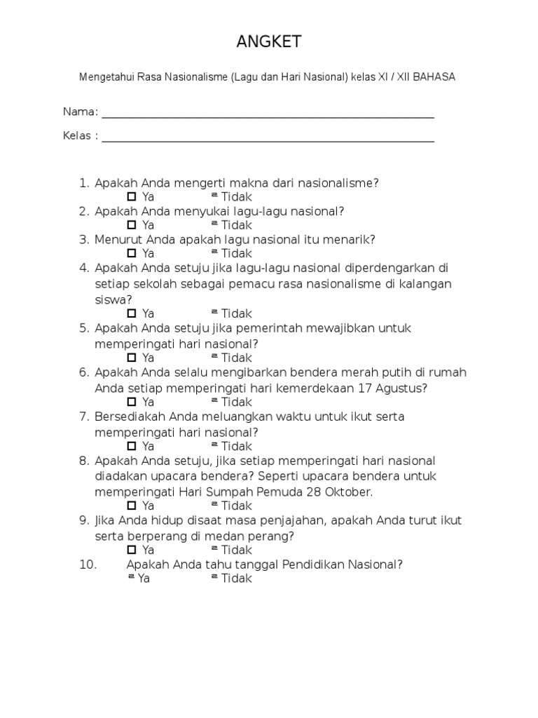 Contoh Angket | PDF