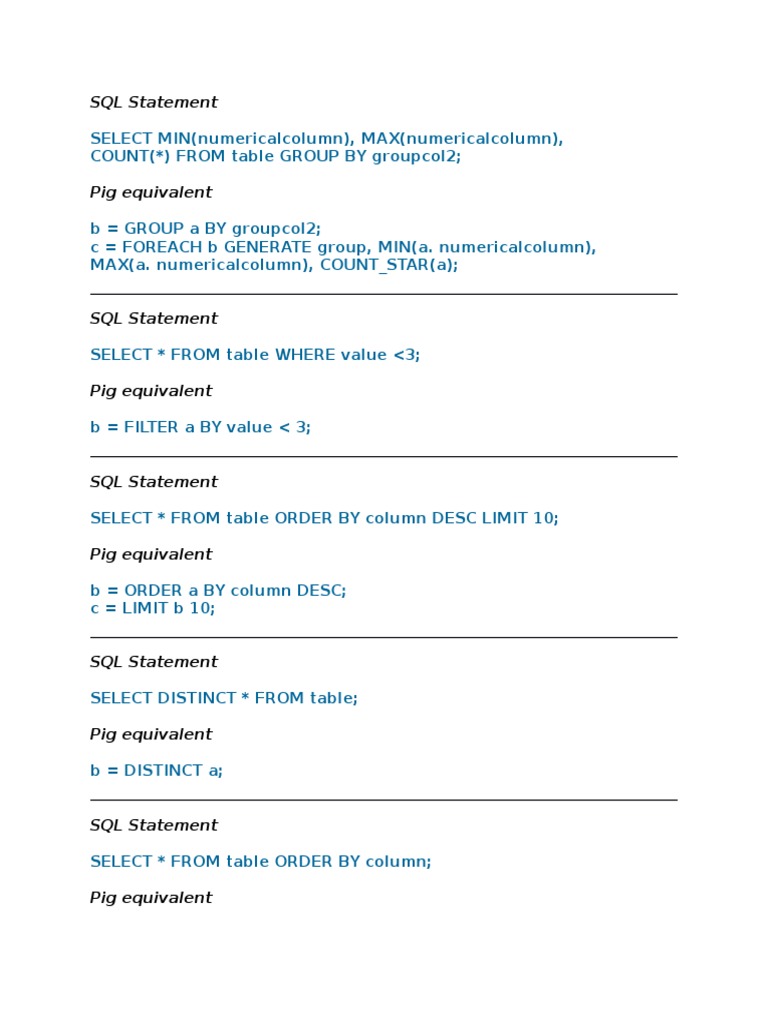 SQL Pig | PDF | Teaching Methods & Materials | Computers