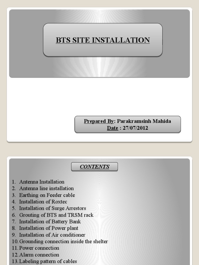 Complete BTS Site Installation | PDF | Electrical Connector | Screw