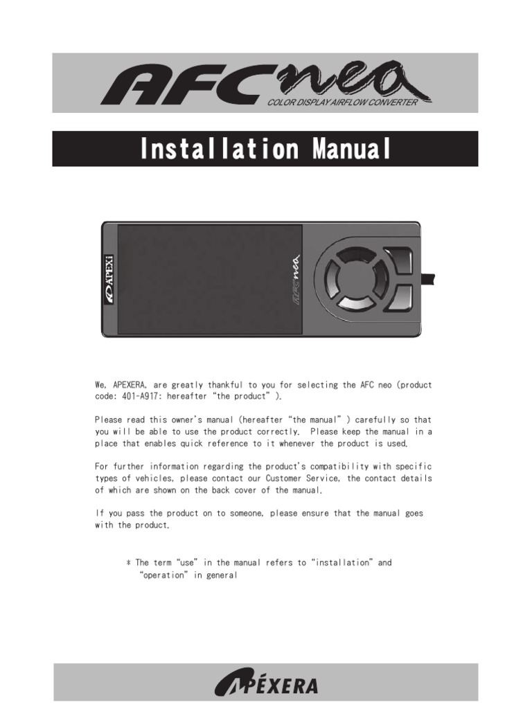 Apexi Neo Installation Manual | PDF | Throttle | Menu (Computing)